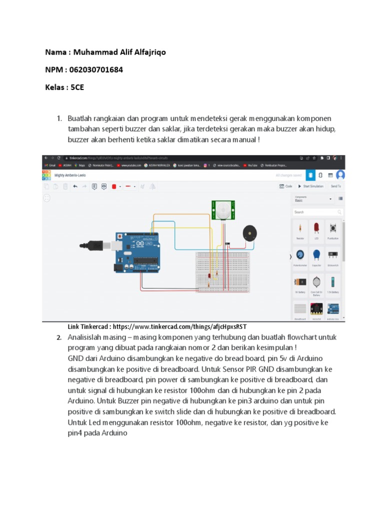 Tugas Laporan Sensor PIR&Buzzer - Alif | PDF