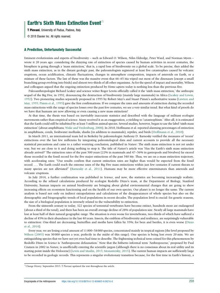 Earth's Sixth Mass Extinction Event | PDF | Extinction | Biodiversity