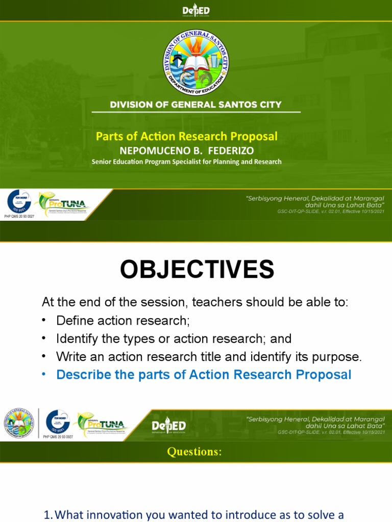 Parts of Action Research Proposal | PDF | Teachers | Cognitive Science