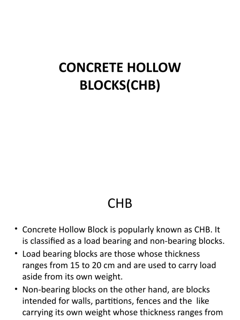 CHB Construction Guide: Hollow Block Types & Wall Components | PDF