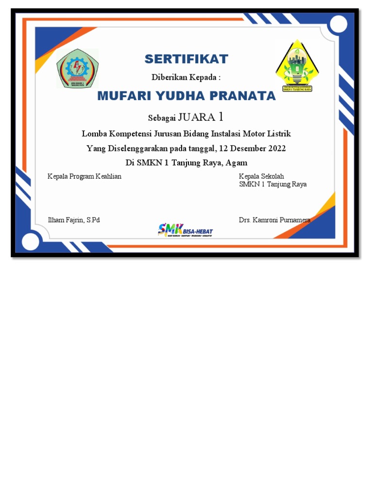 Desain Sertifikat Lomba Jurusan | PDF