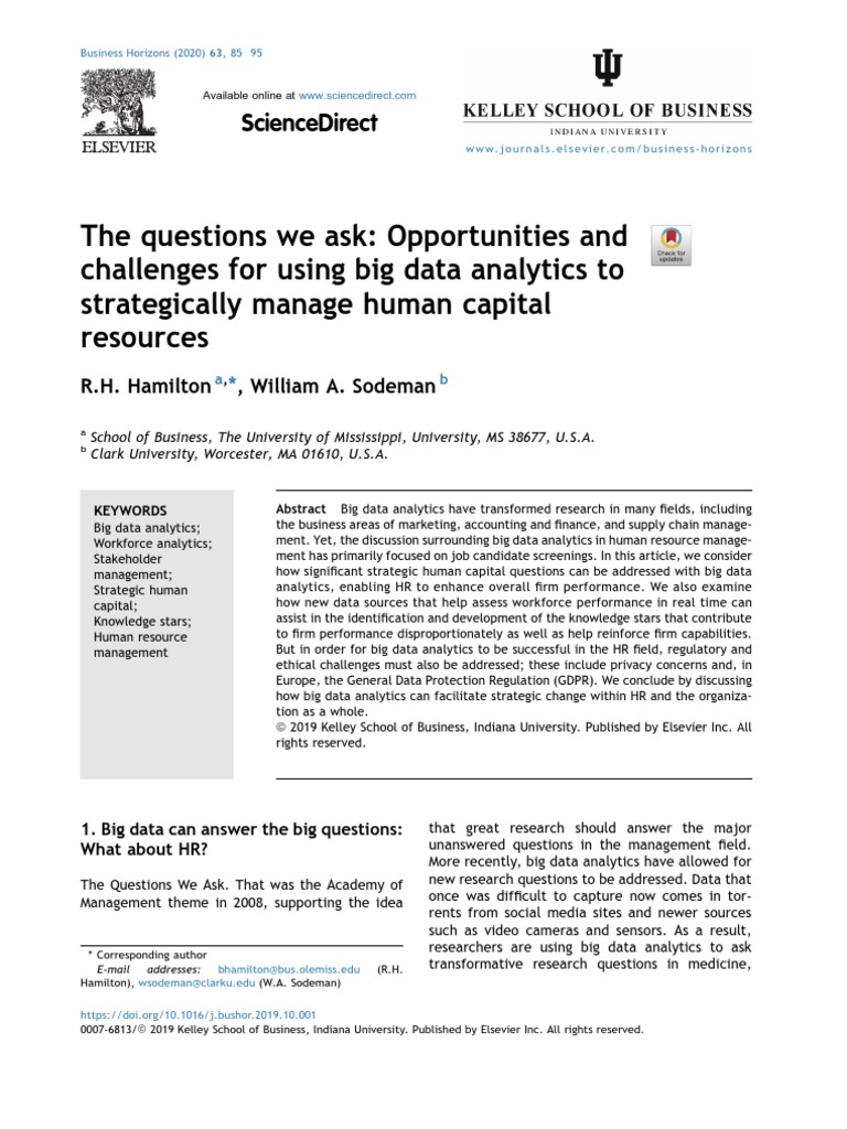 The Questions We Ask - Opportunities and Challenges For Using Big Data ...