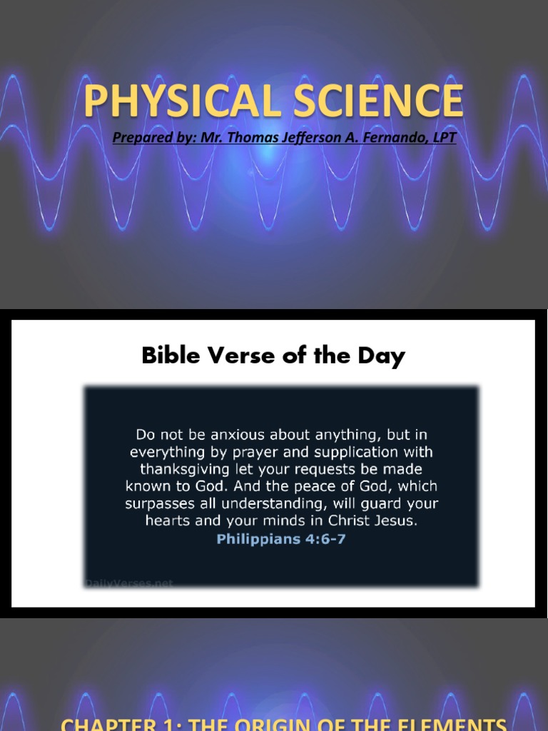 1 - Physical Science The Origin of The Elements | PDF | Chemical ...