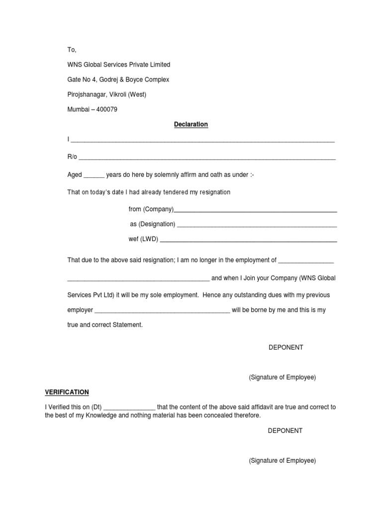 Last Working Day Declaration Form | PDF | Business | Finance & Money ...