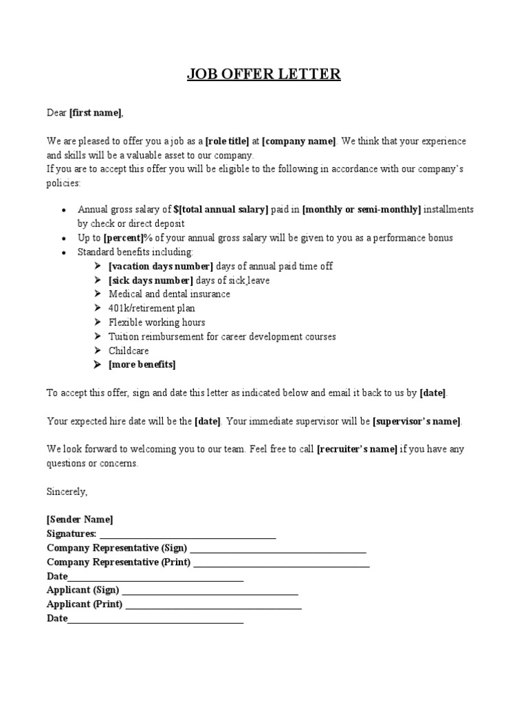 Job Offer Letter - #23zkb9j-07!22!11 | PDF