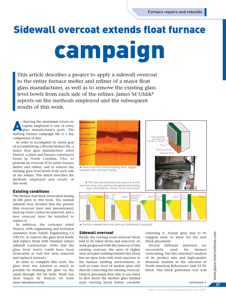 Sidewall Overcoat Extends Float Furnace Campaign | PDF | Glasses ...