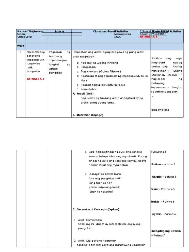 Ap WLP Week 1 Q1 | PDF