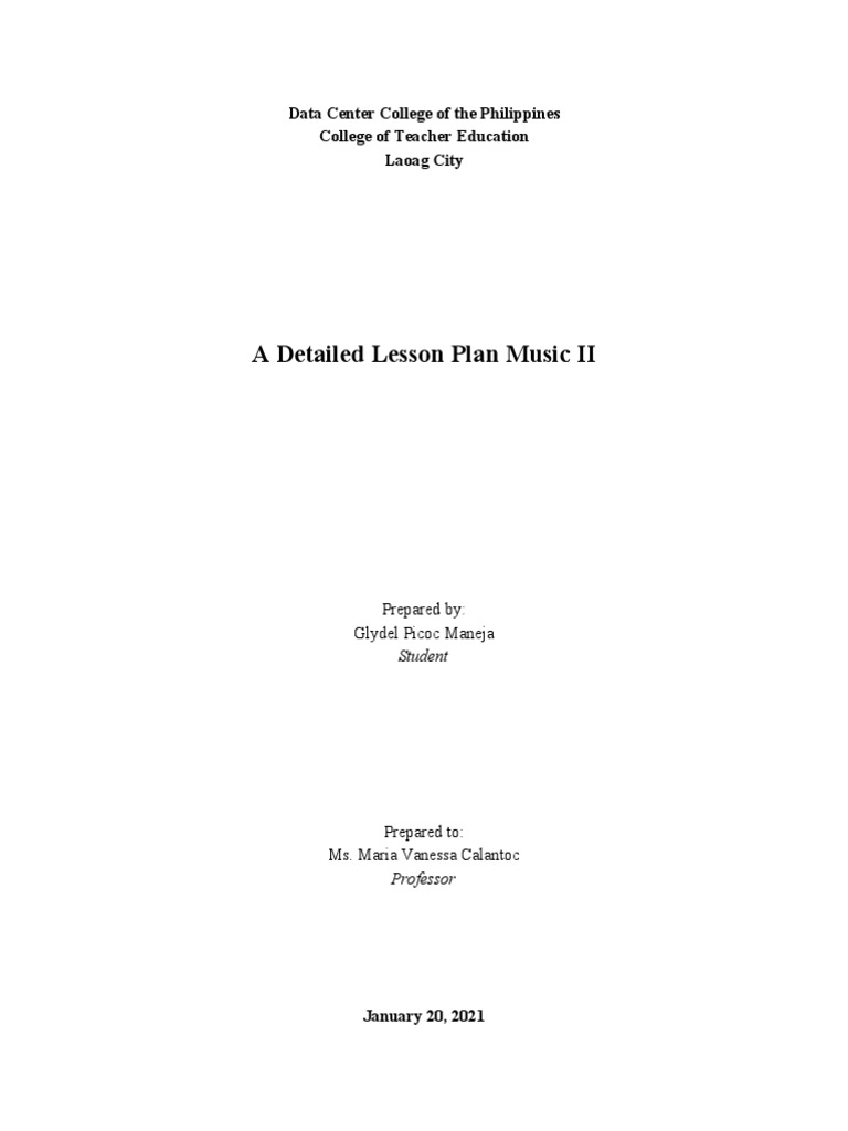Lesson-Plan-Music-II (1) ETHICS | PDF | Pitch (Music) | Lesson Plan