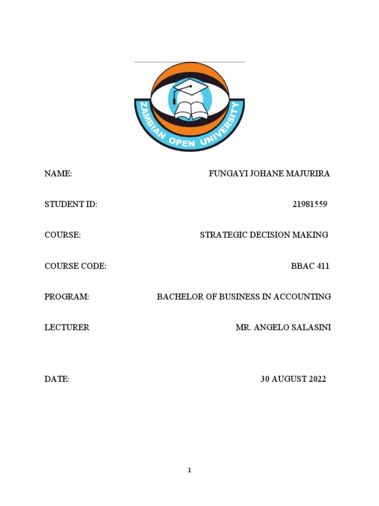 Strategic Decision-Making Assignment 2 | PDF | Leadership | Financial ...