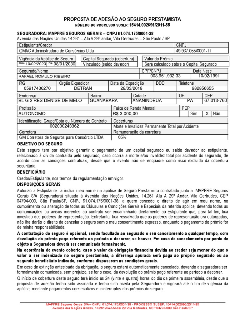 Seguro Correto RAFA | PDF | Seguro | Direito Civil (sistema jurídico)