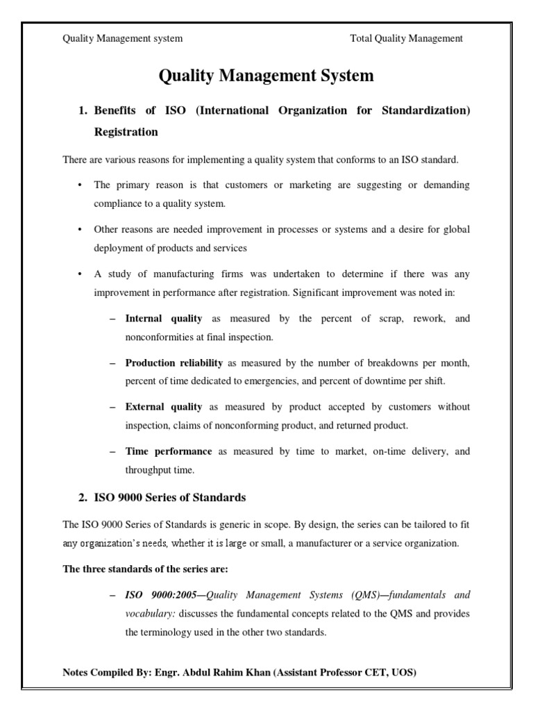 ISO 9000 Quality Management Overview | PDF | Quality Management System ...