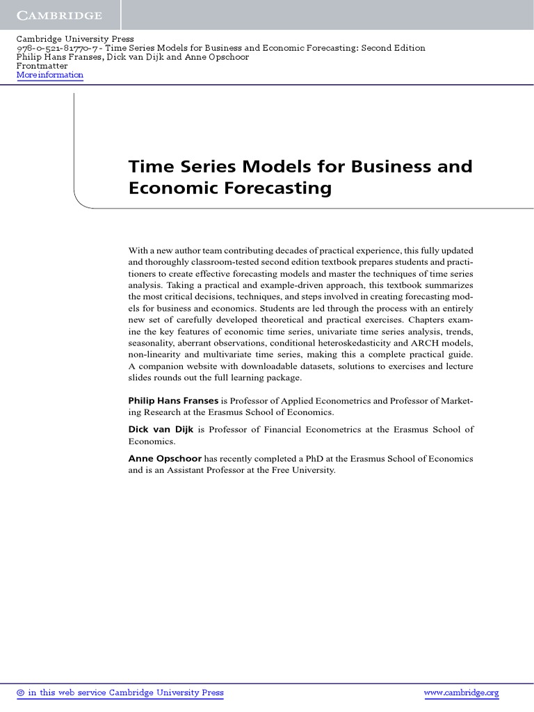 Time Series Models For Business and Economic Forecasting: Second ...