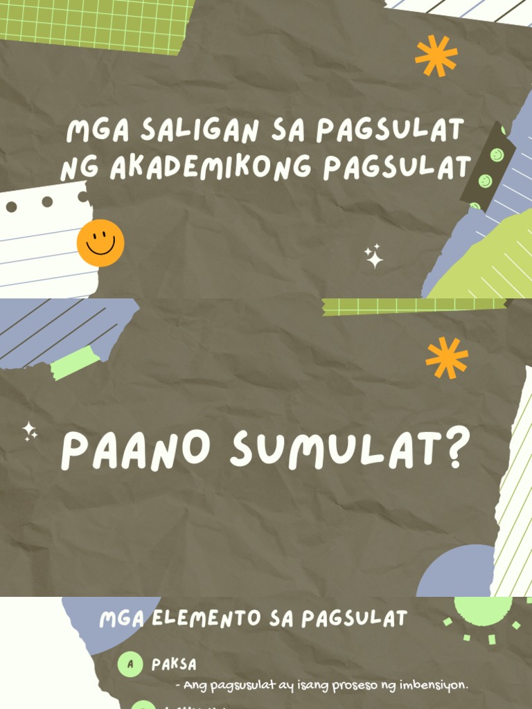 Mga Saligan NG Pagsulat NG Akademikong Pagsulat | PDF
