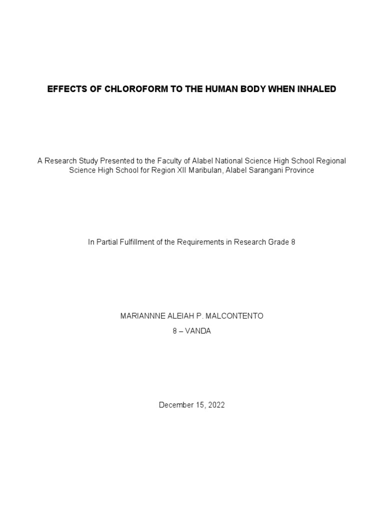 Effects of Chloroform in The Human Boddy When Inhaled | PDF ...