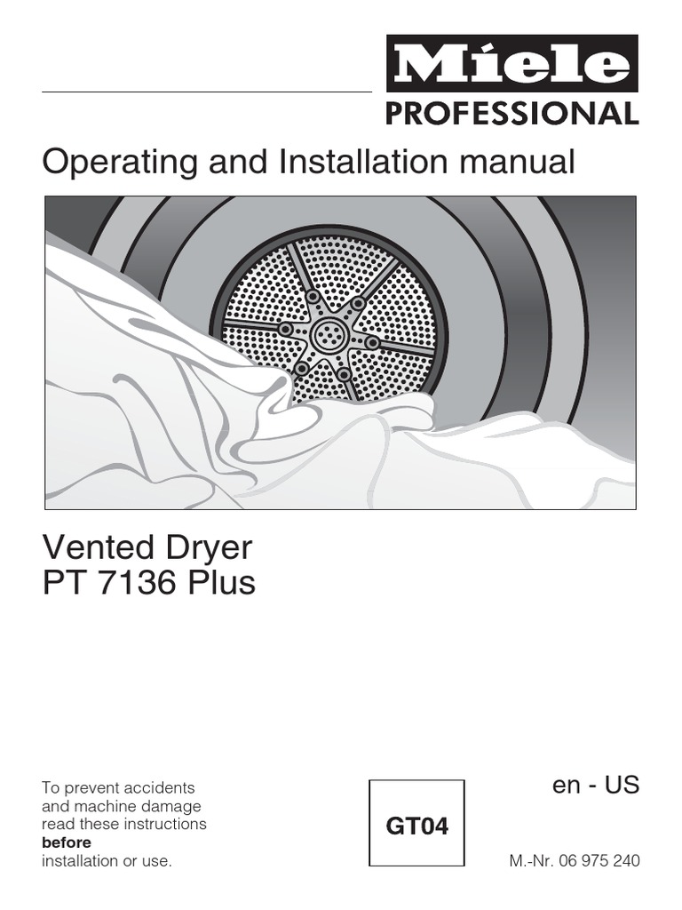 Miele PT 7136 Plus 233820 | PDF | Clothes Dryer | Laundry