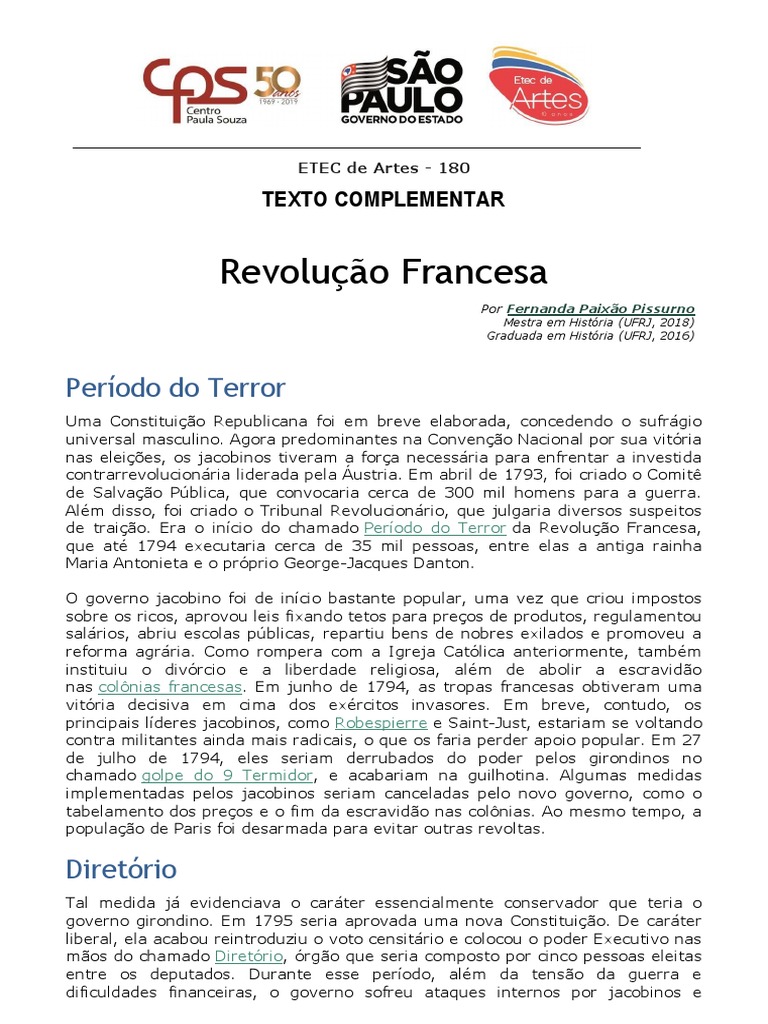 Material Complementar - Aula 03 Revolução Francesa | PDF | Reino de ...