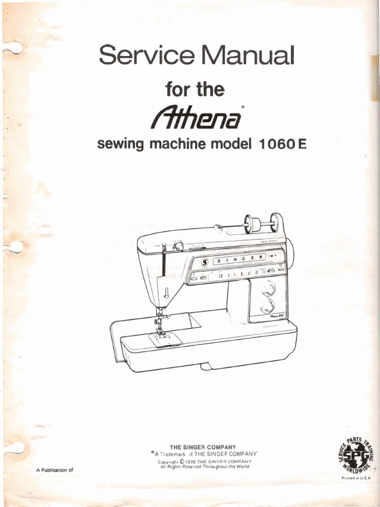 Singer Athena Model 1060E Service Manual | PDF | Electricity ...
