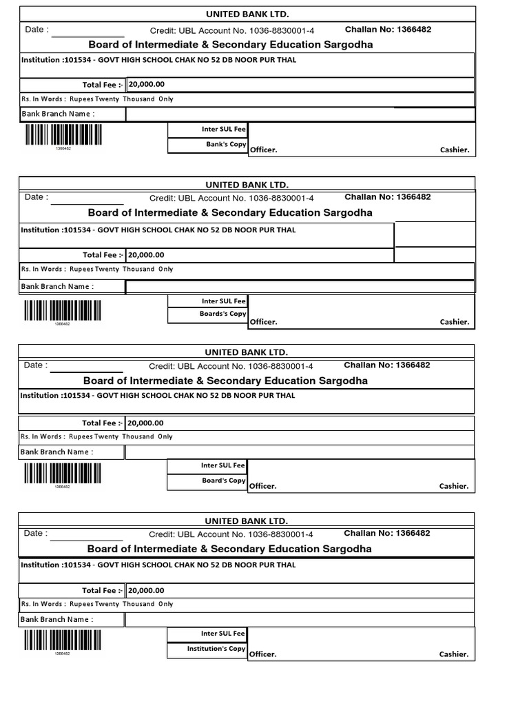 Bank Challan For Candidate Unlock 101534 | PDF Bank Challan For Candidate Unlock 101534 | PDF