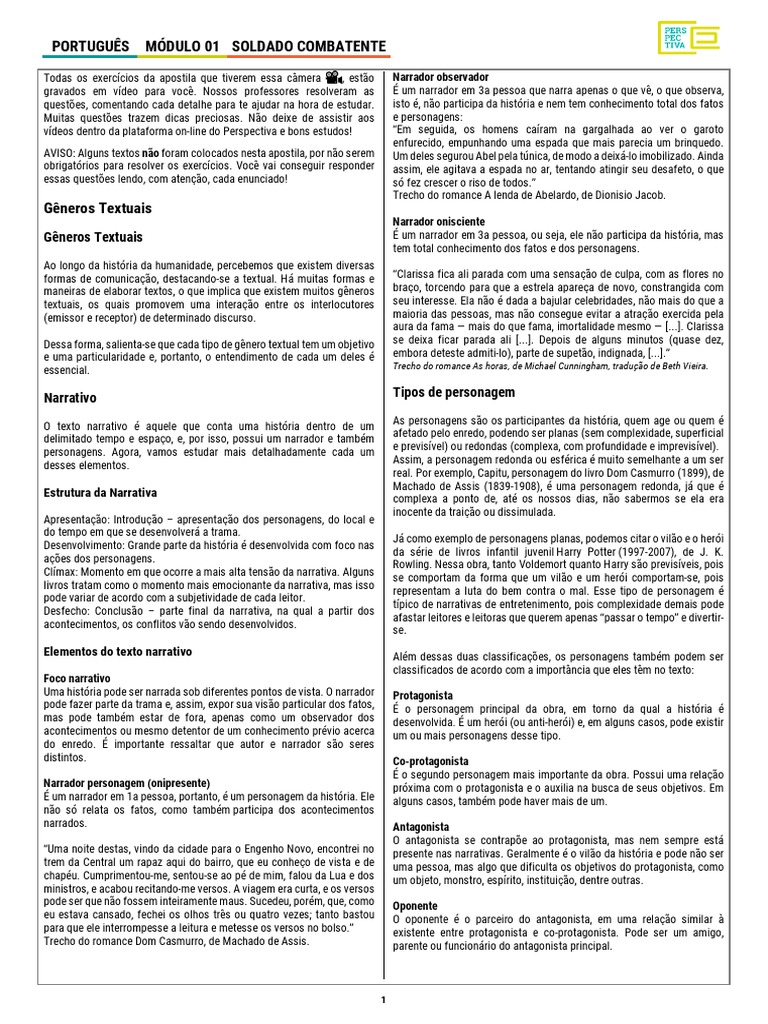 Apostila - MÃ Dulo 01 | PDF | Narrativa | Poesia