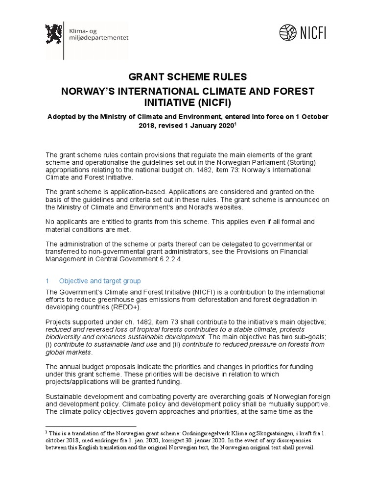 Grant-Scheme-Rules Nicfi 01012020 | PDF | Reducing Emissions From ...