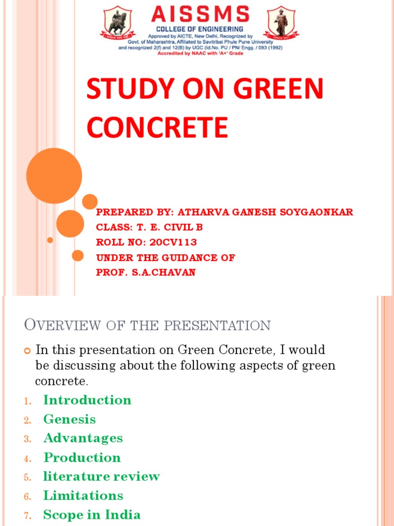 Green Concrete Presentation | PDF | Concrete | Cement