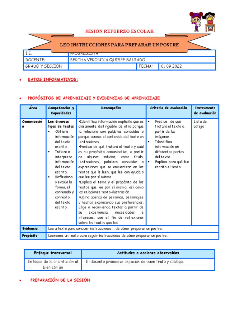01 Set Sesión Refuerzo Escolar | PDF | Evaluación | Ciencia cognitiva