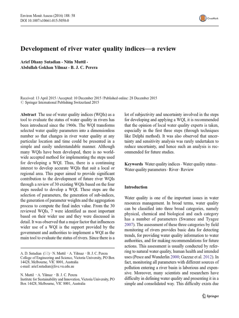 A Comprehensive Review of Methods for Developing River Water Quality ...