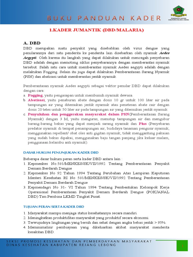 Peran Kader DBD dan Malaria dalam Kesehatan | PDF | Kesehatan Holistik