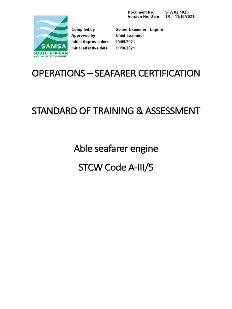 STA-03-102b - Able Seafarer Engine | PDF | Educational Assessment | Sailor