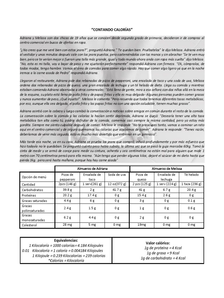 Contando Calorías | Descargar gratis PDF | Caloría | Índice de masa ...
