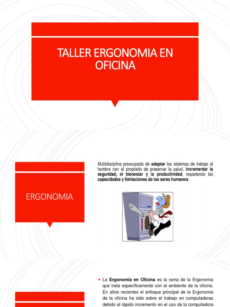 Taller Ergonomia en Oficina | PDF | Factores humanos y ergonomía ...