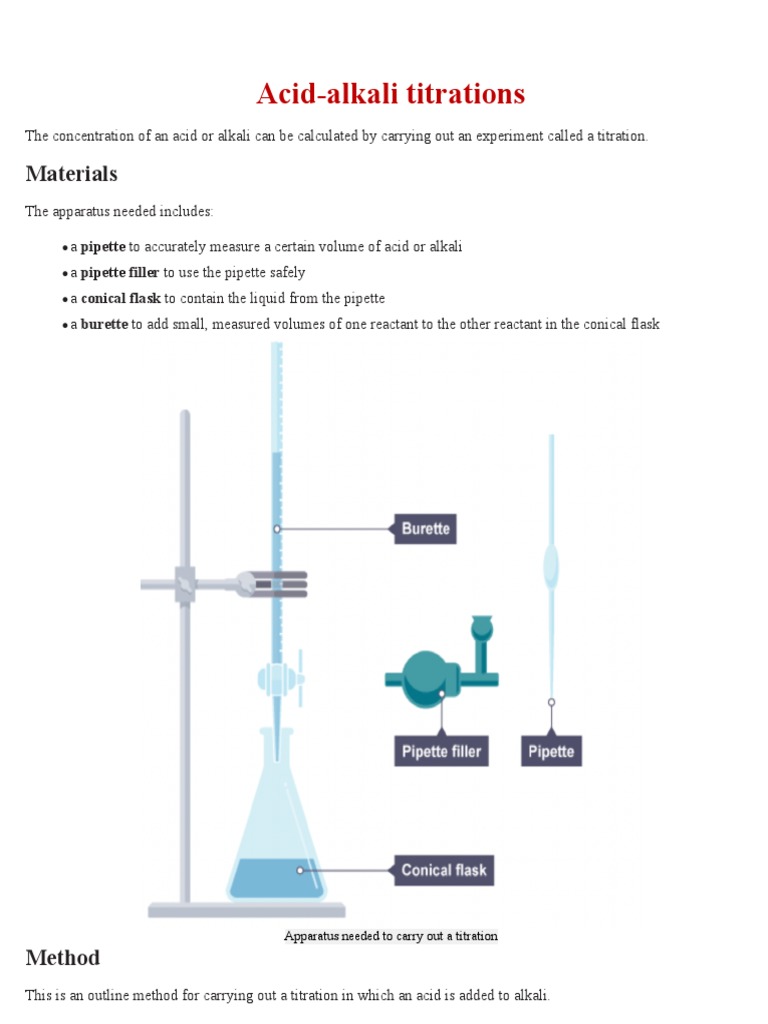 Acid-alkali titration method | PDF | Concentration | Titration