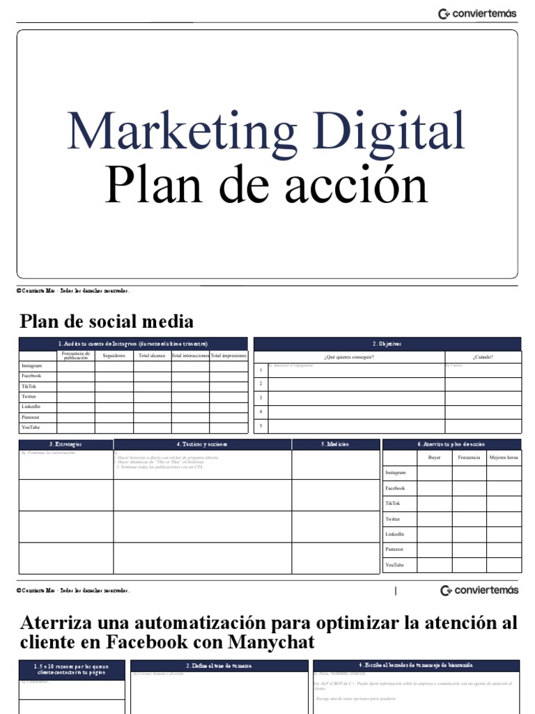 Plan De Accion Curso Gratuito Marketing Digital Pdf Comercio