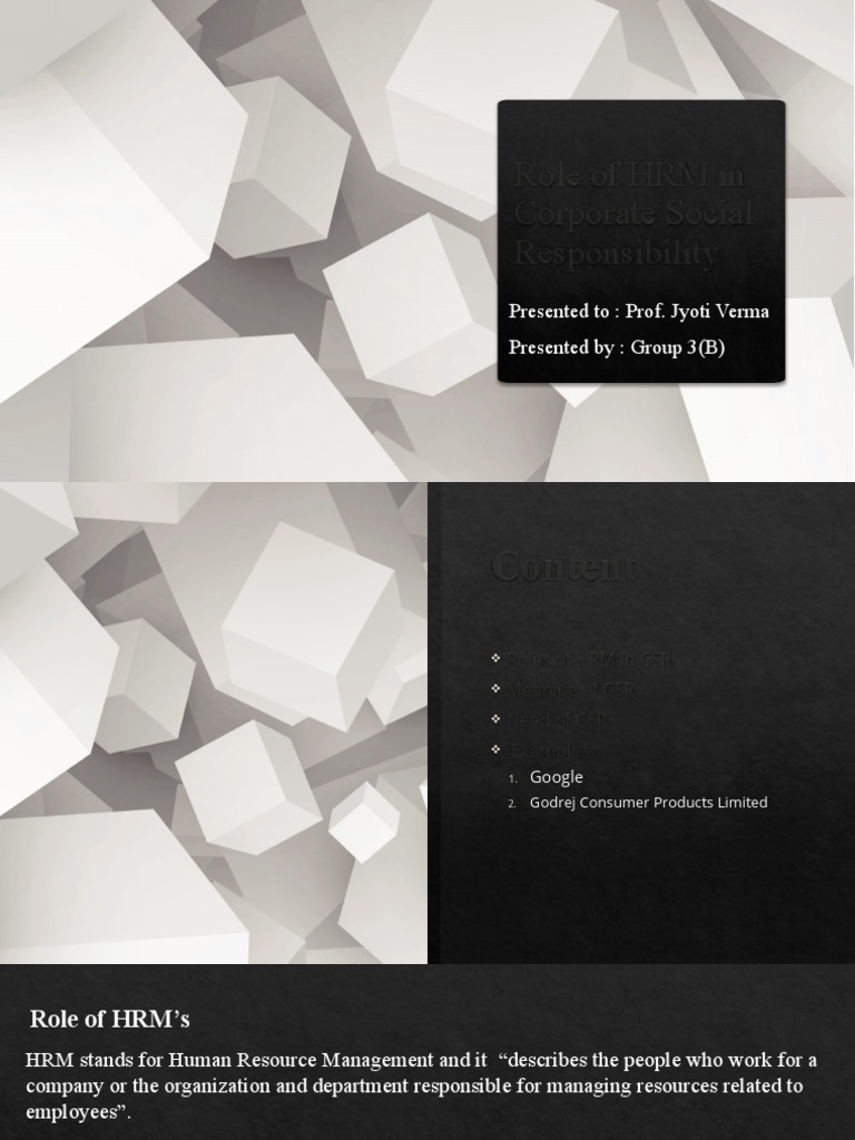 ROLE OF HRM in CSR | PDF | Corporate Social Responsibility | Human Resource Management