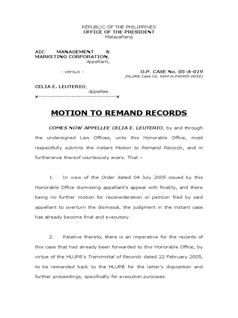 AIC Remand | Download Free PDF | Government Institutions | Legal Procedure