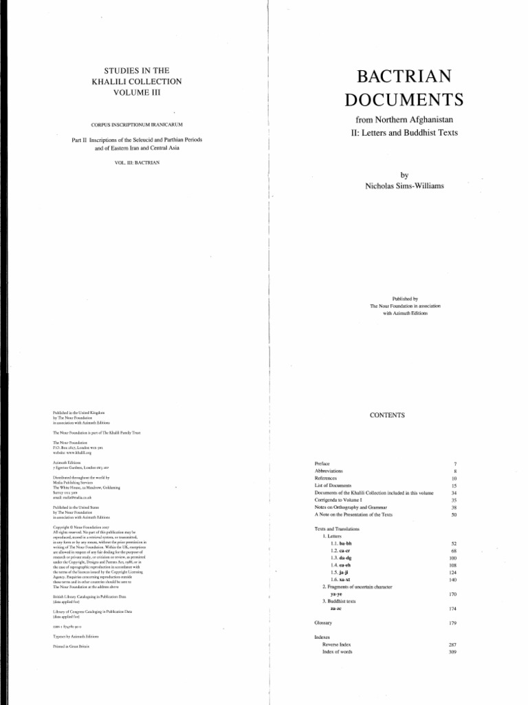 Sims-Williams Bactrian Documents Part 2 | PDF