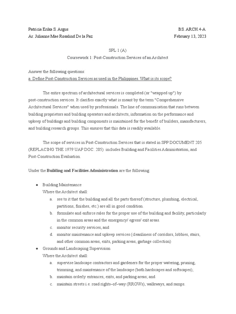 Understanding Post-Construction Services in Architecture | PDF ...