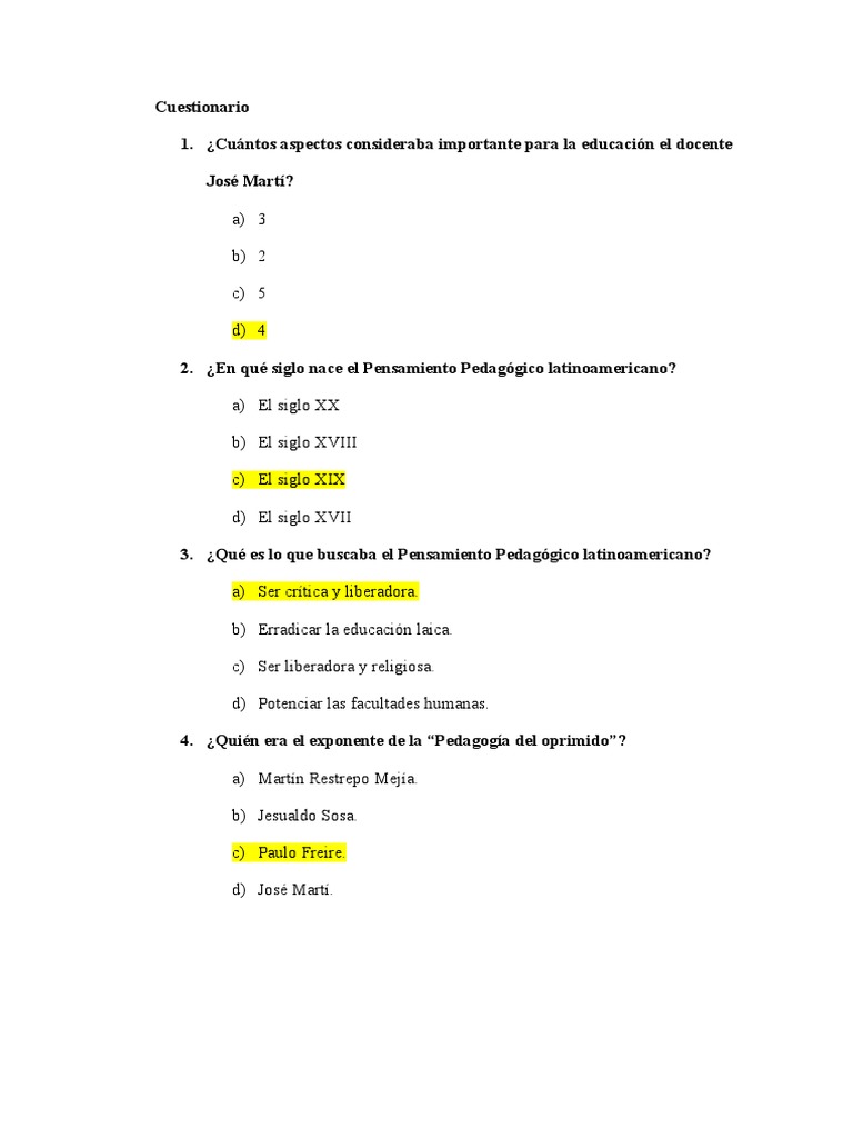 Cuestionario de 10 Preguntas | PDF