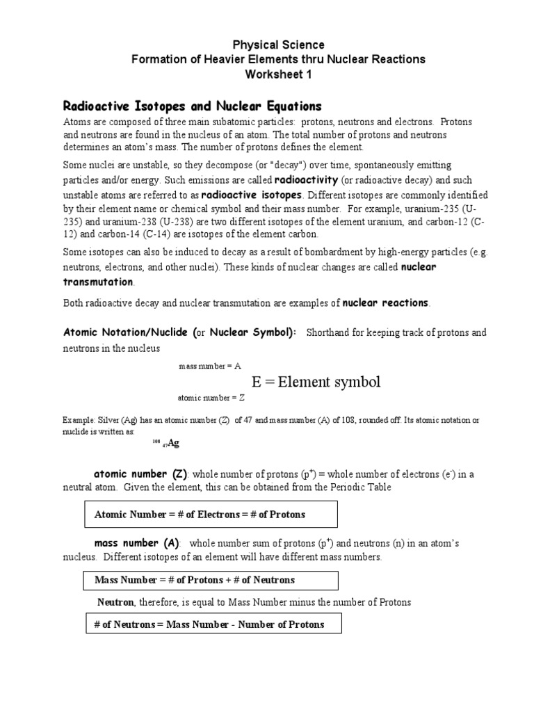 Nuclear Reactions and Radioactive Isotopes | PDF | Radioactive Decay ...