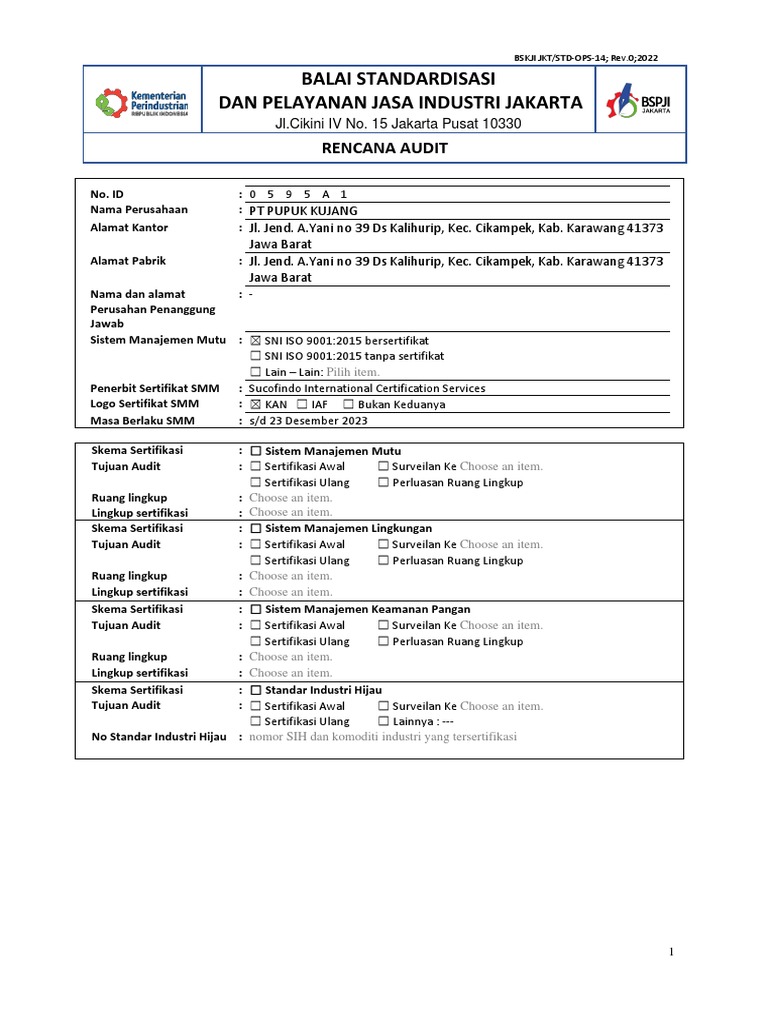 Rencana Audit - Rev3 | PDF