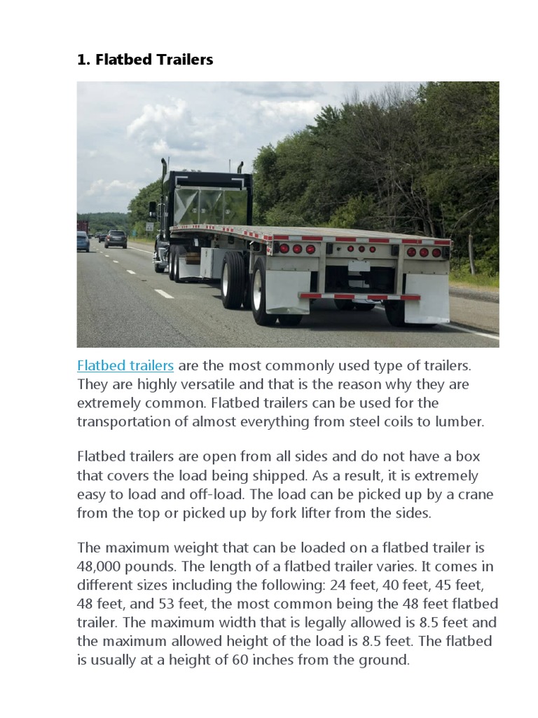 Trailer Types | PDF | Trailer (Vehicle) | Transport