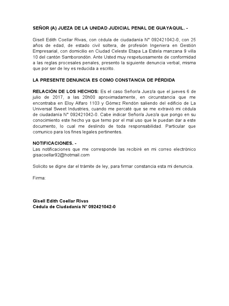 Formato de Denuncia | PDF