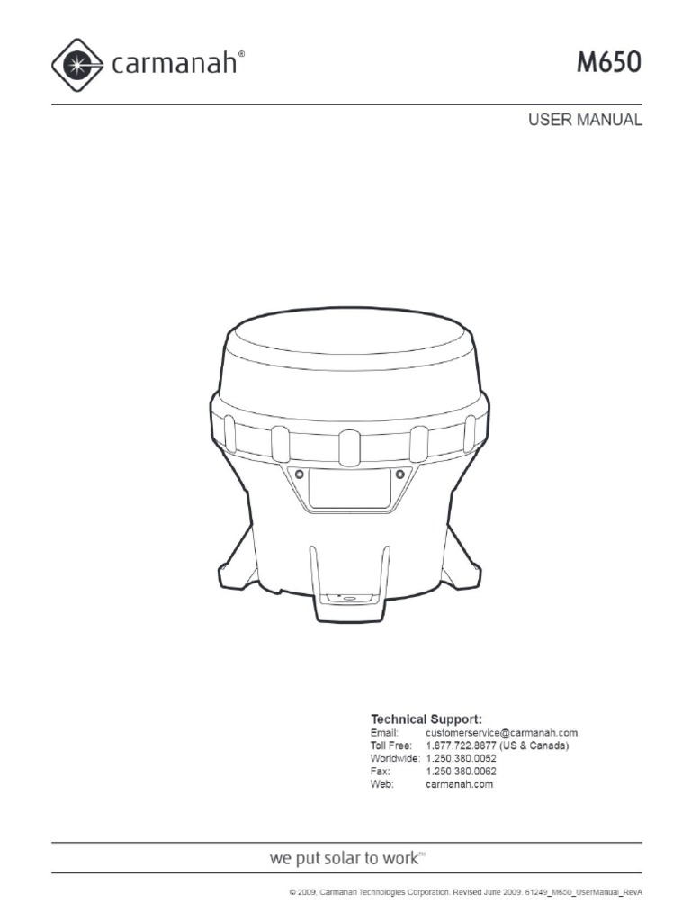 M650. User Manual. 2009, Carmanah Techn... Vised June - M650 ...