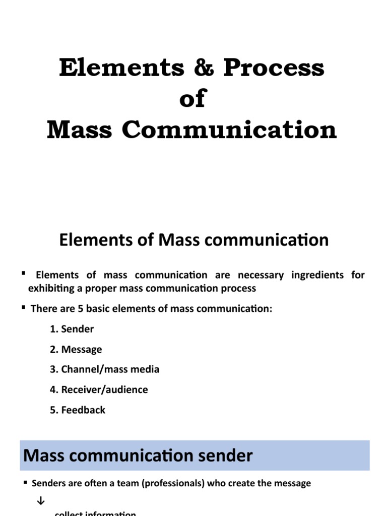 Elements & Process of Mass Communication | PDF | Communication | Mass Media