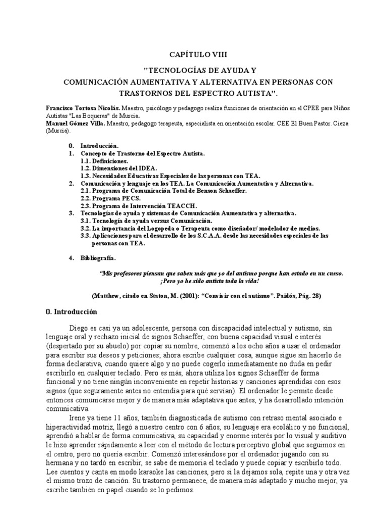 Saac y Metodo Pecs y Teacch | PDF | Autismo | Síndrome de Asperger