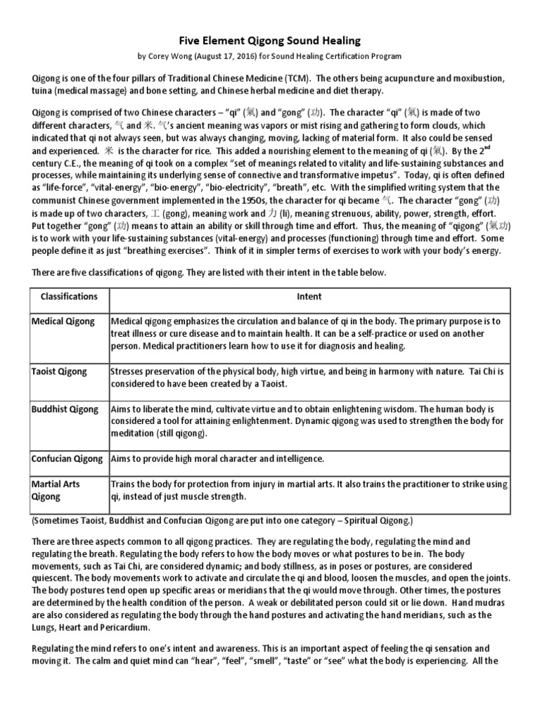 Five Element Qigong Sound Healing Guide | PDF | Qigong | Qi