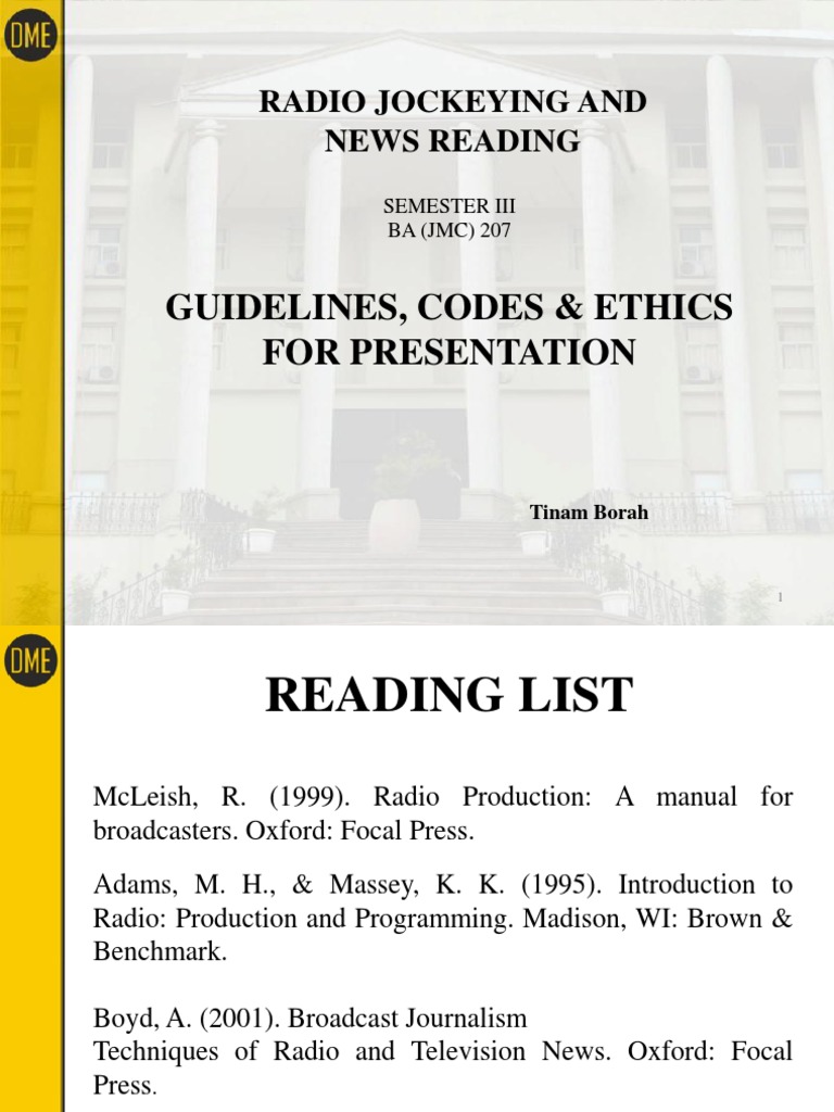 Guidelines, Code & Ethics For Presentation | PDF | Journalism | Applied Ethics