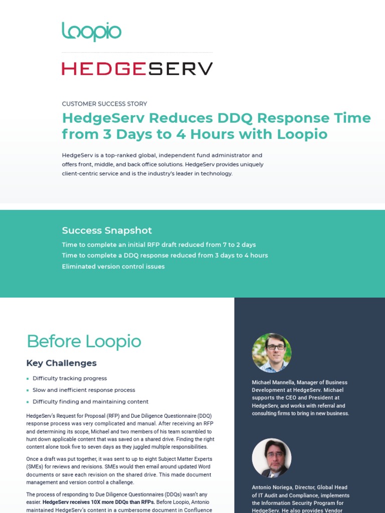 Loopio Customer Success Story HedgeServ | PDF | Request For Proposal ...