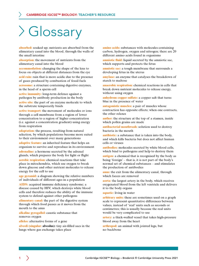 Biology Glossary | PDF | Human Body | Biology