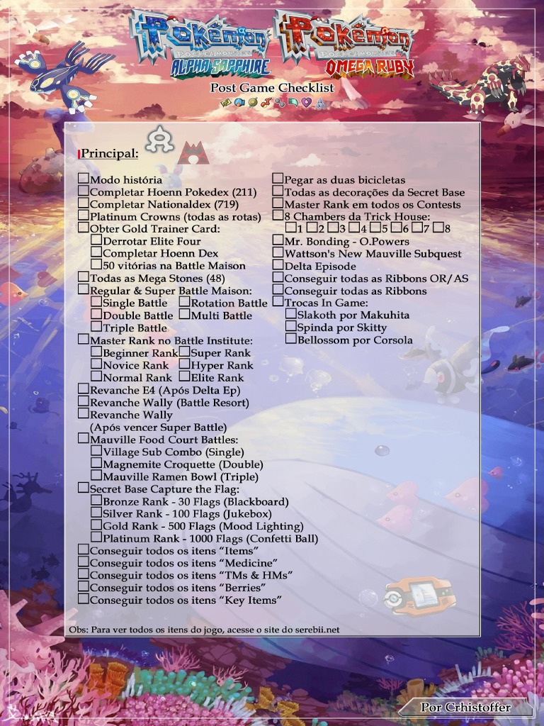 Guia de Objetivos Pokémon Omega Ruby & Alpha Sapphire | PDF